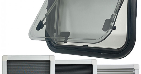 Top Hinged Round Edged Cassette Camper Window with Black out Blinds and ...